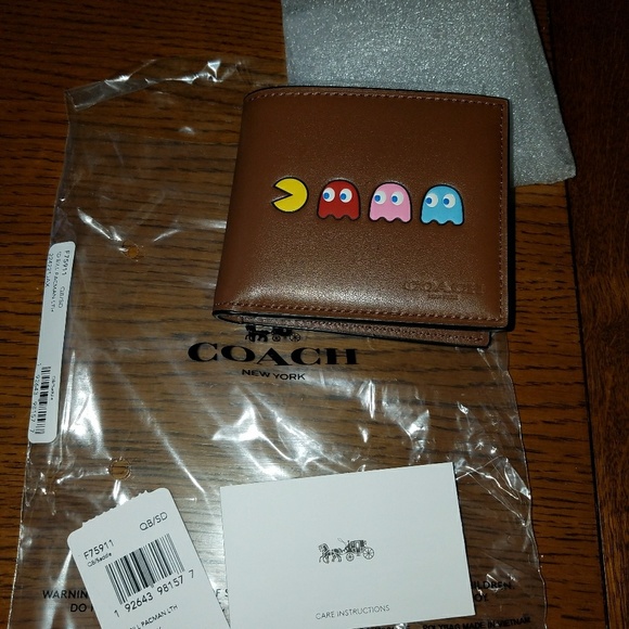Coach | Bags | Nwt Coach X Pacman Billfold Wallet Saddle Leather | Poshmark